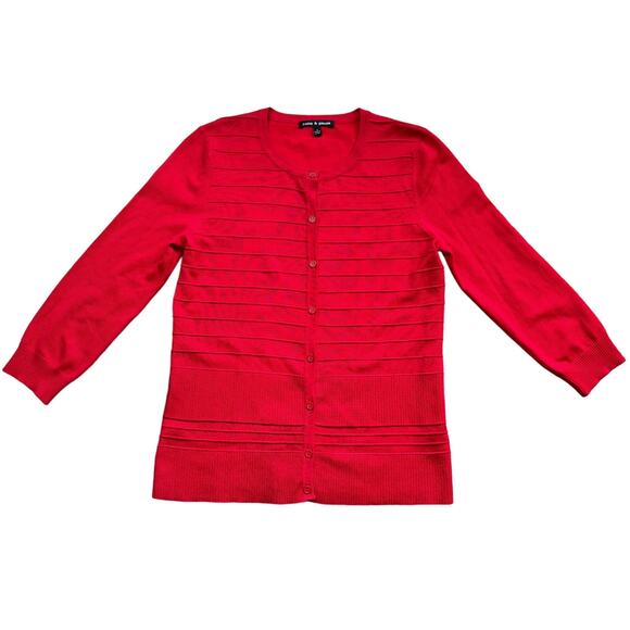Cable & Gauge | Sweaters | Cable Gauge Red Cardigan Sweater Rayon Quiet ...